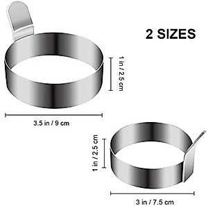 2/4/6Pcs Egg Rings Round Egg Frying Mold Pancake Shaper Stainless Steel Omelette Mould with Handle for Breakfast Camping (3.5inch/3inch)(S 4PCS)