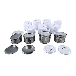 100 Sets Pin Button Parts, 2.3in Button Supplies for Button Maker Machine 58mm, Round Badge Blank Button Pins with Plastic Button Pin Back Cover, Metal Cover, Clear Film
