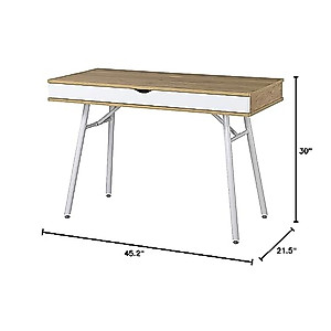 Techni Mobili Modern Multi Computer Desk with Storage, 30" x 21.7" x 45.3", Pine