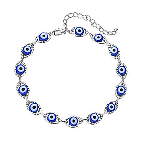 Fuqimanman2020 Evil Eye Bracelet Anklet for Women Gold Silver Blue Multi-Color Evil Eye Link Chain Bracelets Anklet for Women