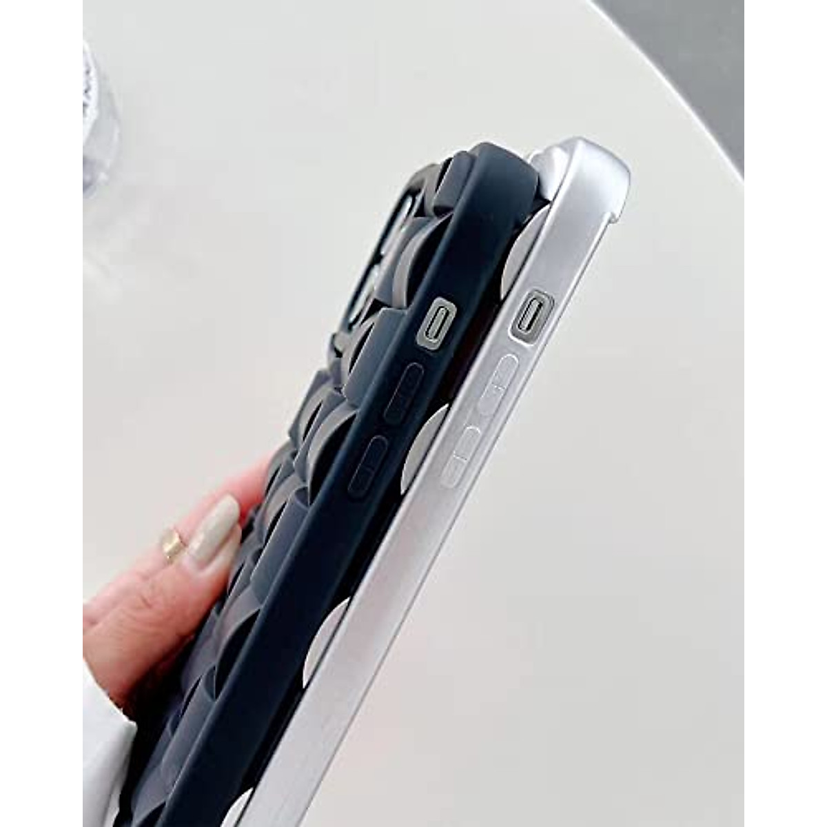 Ginkgonut Compatible with iPhone 13 Pro Max Case for Women/Girls, Cute 3D Laid Desgin Soft Silicone Shockproof Raised Bumper Corners Case for iPhone 13 Pro Max（Silver）