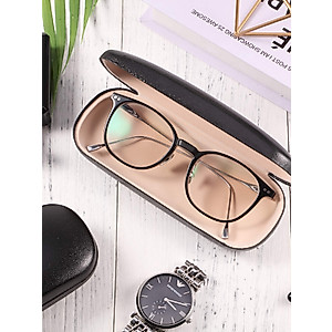 Frienda 3 Pieces Hard Glasses Case Reading Eyeglass Case Protective Sunglasses Case with Cleaning Cloth for Men Women Unisex(Black)