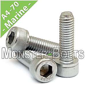 MonsterBolts - M5 x 25mm Socket Head Screws, DIN 912, Marine Grade Stainless Steel, 20 Pack