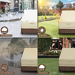 MR. COVER Outdoor Chaise Lounge Covers Waterproof for 74-76 Inch Patio Lounge Chairs, Sturdy 600D Polyester & Double-Stitched Seams, Brown & Khaki, Set of 2