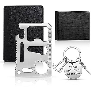 Yinkin Dad Keychain Key Rings Dad Gifts Stocking Stuffers for Men Multitool Credit Card Father's Day Gift Multi Functional Tool Stainless Steel Wallet Bottle Opener