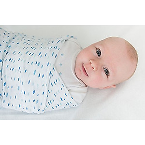 Amazing Baby Silky Swaddle Muslin Blankets, Set of 2, Bamboo Viscose, Drops and Dots, Blue