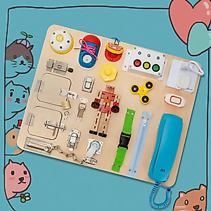 NILUTO Montessori Busy Board for Toddlers 20-in-1 Large Busy Board for 1 2 3 4 Year Old Busy Board Toys Learn to Dress Toys for 3 Yeas Kids Learning Toy for Kids Busy Board