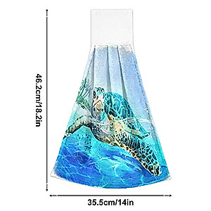 Hanging Towels,2 Pack Kitchen Hand Towel Sea Turtle Floats Watercolor Painting for Hand, Face, Hair, Gym, Yoga, Dishcloth, Kitchen and Bath