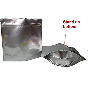 (50pcs) MRE (Meal,Ready-to-Eat) Stand-up Mylar Bag with Re-sealable zipper for Long Term Food Storage, 8.5”x8.5” / (Strong 7 mil/180 micron Thick)