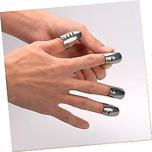 OKUMEYR 4pcs Thumb Protector Peeling Finger Guard Finger Guard Slicing Chef Finger Protector Finger Cutting Guard Finger Cutting Protector Finger Protectors Stainless Knife Guard Anti-cut