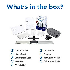 Omron Focus TENS Therapy for Knee Unit Wireless Muscle Stimulator With Sweep Waveform Technology, Medium, White