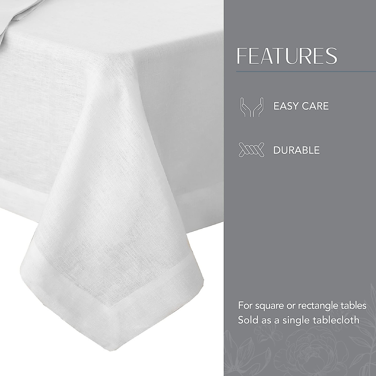 Elrene Home Fashions Villeroy & Boch La Classica Linen Tablecloth, Great for Formal Dining or Everyday Use, 70 Inches by 146 Inches, White