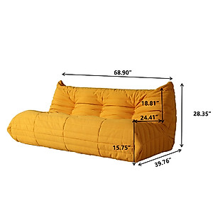 TIFLON Lazy Floor Sofa,Minimalist Sofa Couch,Teddy Velvet 3Seatert Sofa, Fireside Chair,Tatami Sofa,Corner Relax Sofa Couch for Living Room Bedroom Salon Office-Yellow
