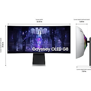 SAMSUNG 34" Odyssey G85SB Series QD-OLED Ultra WQHD Curved Gaming Monitor, 175Hz, 0.03ms, DisplayHDR True Black 400, AMD FreeSync Premium Pro, Advanced Game Streaming, LS34BG850SNXZA, 2023