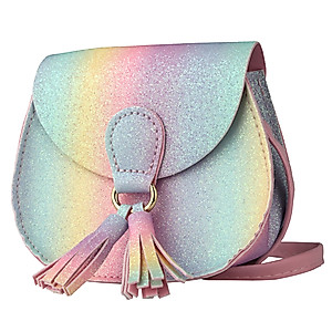 PTShadow Kids Little Girls Toddler Tassel Mini Shoulder Bag Small Coin Purse Pu Crossbody Bag for Birthday Gift