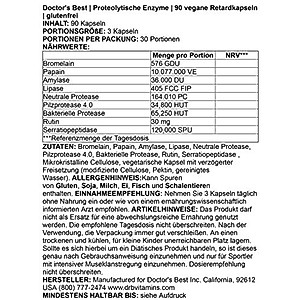Doctor's Best Proteolytic enzymes, Digestion, Muscle, Joint, Non-GMO, Gluten Free, Vegetarian, 90 Veggie Caps