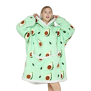 Deserthome Wearable Blanket Hoodie Oversized Hooded Blanket for Adult Women Super Soft Comfortable Warm Flannel Green Avocado