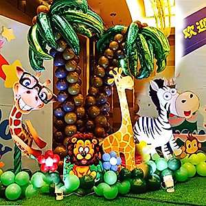 6 Pack Hawaiian Tropical Coconut Palm Leaves Balloons Helium Foil Green Leaf Balloons for Birthday Wedding Baby Shower Hawaii Luau Party Decorations