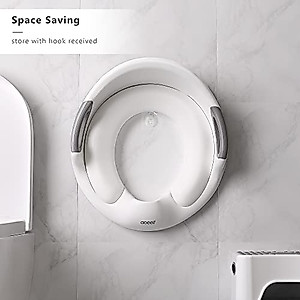 Potty Training Seat with Step Stool for Kids Potty Training Toddler Toilet Seat Attached To Regular Toilet Seat for Boys Girls Bathroom, 2 Cushions and Hook