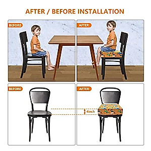 KIDUN Toddler Booster Seat for Dining Table, Upgrade 4 inch Heightening Cushion for Kids Chair, Adjustable, Heightening Booster Seat Pad for Boy/Girl, Toddler Booster Cushion.(Buckle/Yellow)