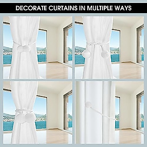 XIOTOTIEMPO Magnetic Curtain Tiebacks Biege 4 Pack, Curtain Tie Backs Holdbacks Holders Hooks Clip Buckles for Curtains Drapes, Curtain Ties for Home Bedroom Office Decorative Curtain(White)