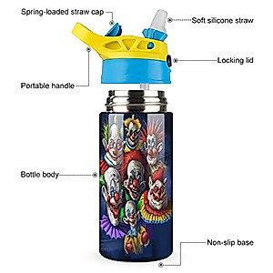 ZHANGXM Killer Horror Klowns Movie from Outer Space Water Bottles Tumbler Double Wall Vacuum Leak Proof Carton Bottles Insulated Children's Water Cup