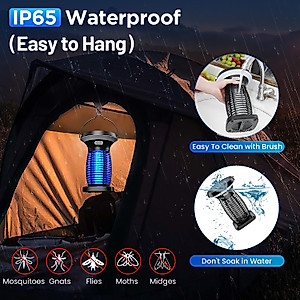 ZECHUAN Solar Bug Zapper Outdoor Waterproof, Portable Pest Control Electric Mosquito Zapper Killer with Panel Sensor, Rechargeable Insect Trap Fly Zapper for Home, Patio, Backyard, Camping