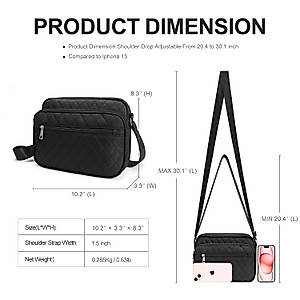Black Quilted Crossbody Bags for Women Medium Nylon Crossbody Purse Stylish Travel Messenger Shoulder Bag Trendy Crossbody Purses Fashion Designer Cross Body Bag