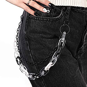 Bounzhi Cute Pants Jean Chain Layered Keychain Punk Colorful Pendants Heart Pocket Trousers Chain Hiphop Rock Wallet Chains Body Jewelry for Men and Women (Black)
