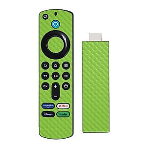 MightySkins Carbon Fiber Skin Compatible with Amazon Fire TV Stick 4K Max - Solid Lime Green | Protective, Durable Textured Carbon Fiber Finish | Easy to Apply and Change Styles | Made in The USA