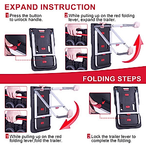 Katsuyoku Folding Hand Truck Portable Trolly,Platform Transport Hand cart with 330lbs Capacity Practical handling Tools for Household Industrial Black