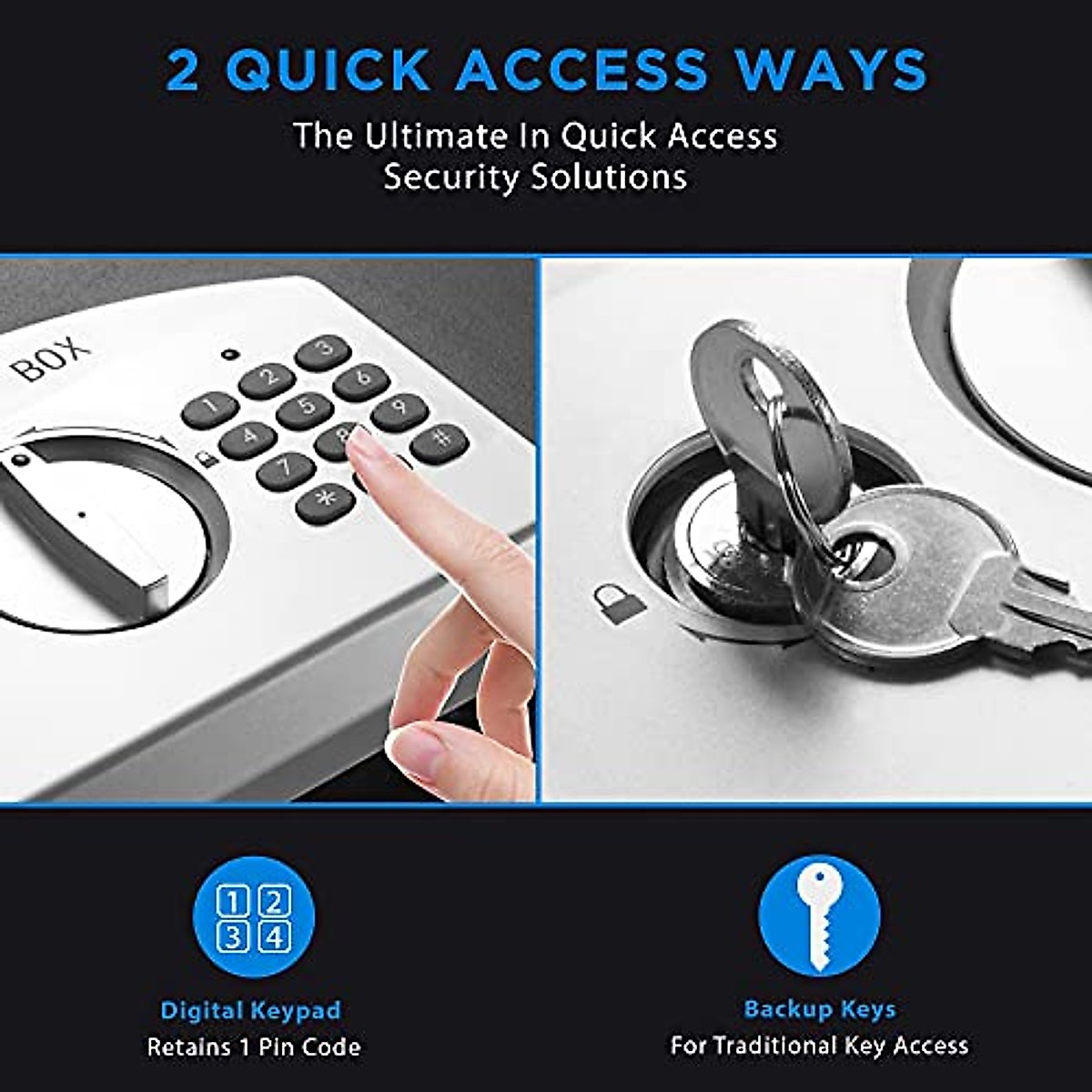 Barska Portable Digital Keypad Lock Box – Secure Travel Safe for Valuables, Steel Construction, Removable Tethering Cable, Backup Keys & Batteries Included