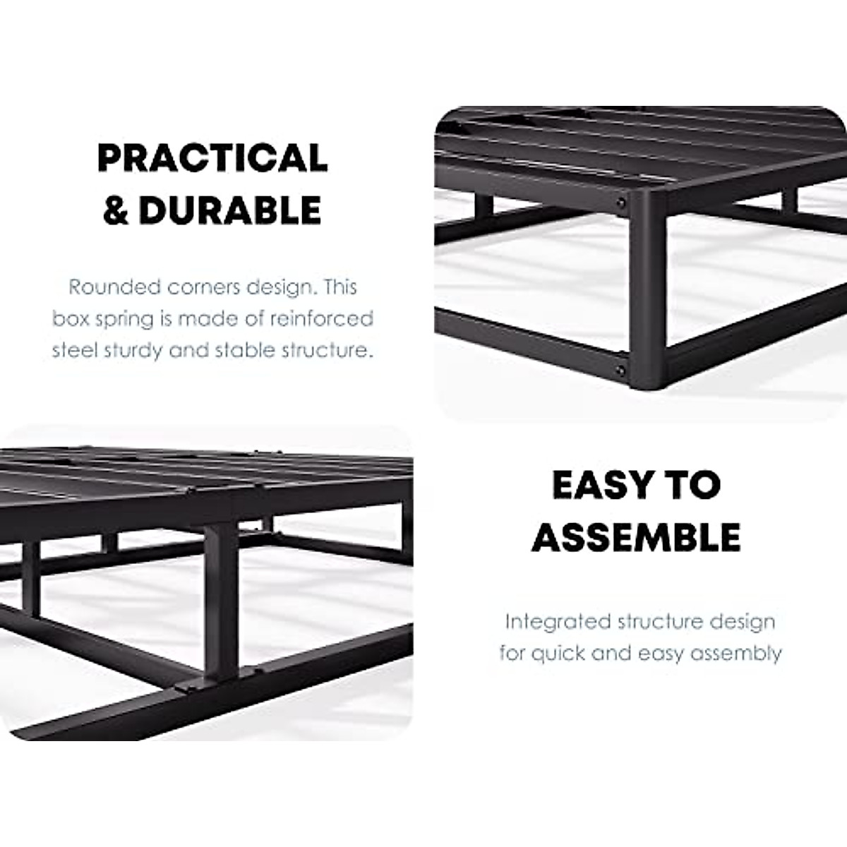 Aardhen King Box Spring 5 Inch High Profile Strong Metal Frame Mattress Foundation, Quiet Noise-Free,Easy Assembly, 3000lbs Max Weight Capacity