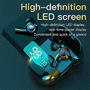 FengLS Wireless Earbuds Bluetooth Headphones Touch Control Ipx5 Waterproof Digital Display Touch-Control Wireless Bluetooth Earphones Built-in Mic Stereo (Black)