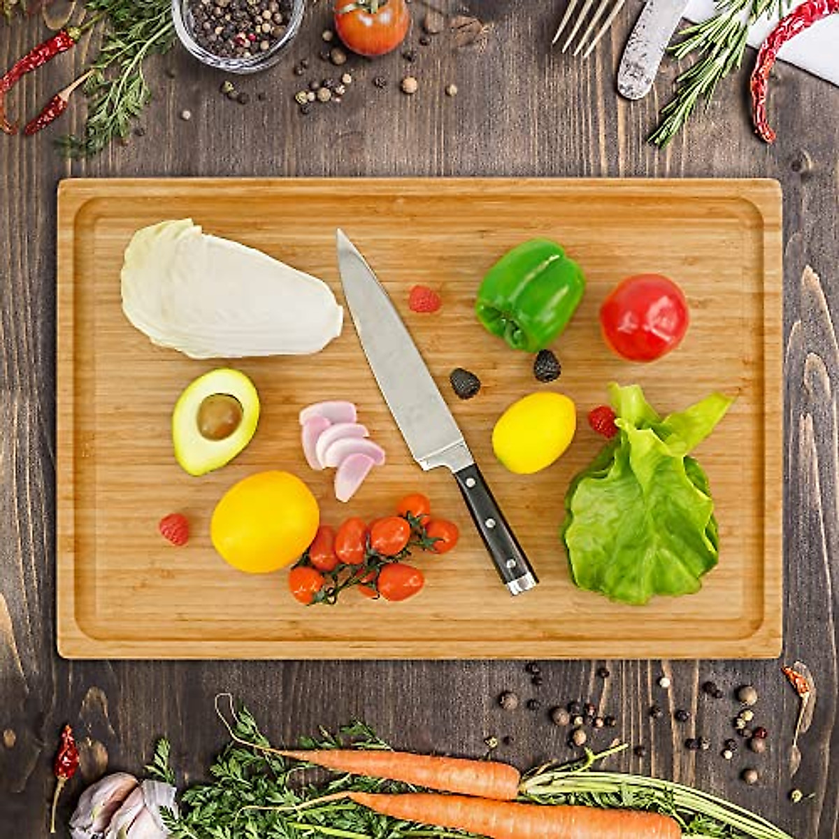 Extra Large XXXL Bamboo Cutting Board 24 x16 Inch,Largest Wooden Butcher Block for Turkey, Meat, Vegetables, BBQ, Over the Sink Chopping Board with Handle and Juice Groove