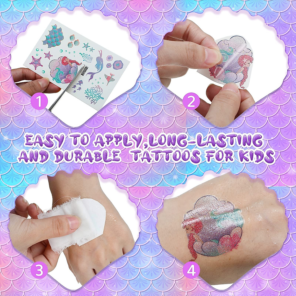 Sinmoe 30 Sheets 400 pieces Glitter Temporary Tattoos for Kids Waterproof Butterfly Mermaid Unicorn Cartoon Stickers Girls Glow Tattoo for Birthday Party Favors Goodie Bags Fillers (Unicorn)