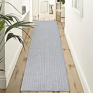 EARTHALL Upgraded Boho Runner Rug 2'x8', Grey Hallway Runner, Light Grey, 100% Woven Cotton Washable Gray Indoor Outdoor Rug Runner 2x8 for Entryway/Kitchen/Laundry Room/Doorway/Bedroom