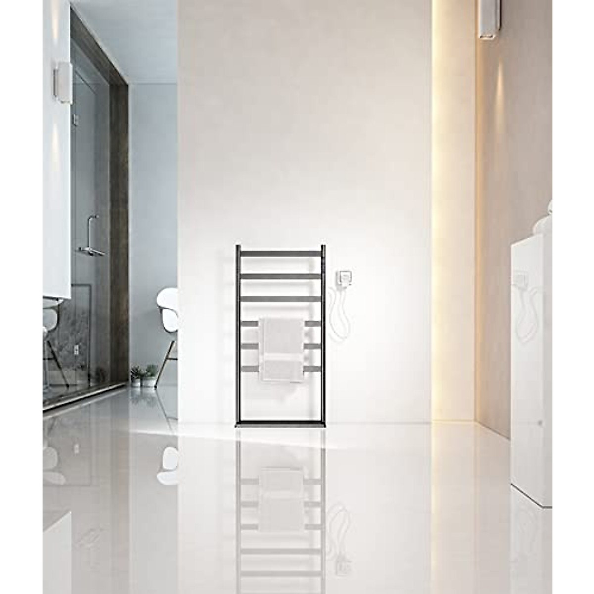 Towel Warmer 6 Bar Freestanding & Wall Mounted Heated Drying Rack Aluminum Frame Home Bathroom Space Saving Stainless Steel Heating Drying Rack (Color : Gold)