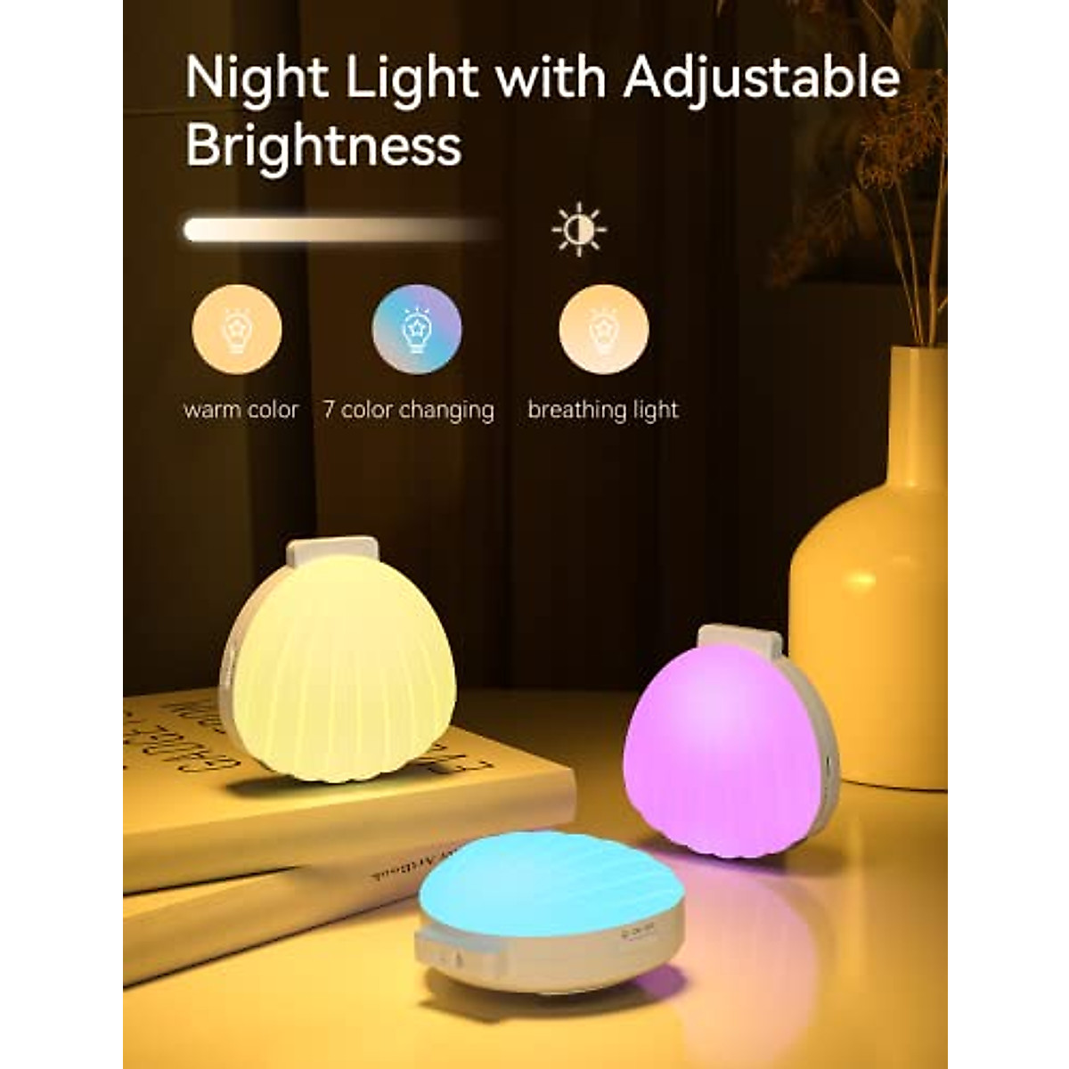 Momcozy Portable Sound Machine, Little Shell White Noise Machine with Crying Detection, 10 Soothing Sounds, Night Light, USB Rechargeable, for Travel On-The-Go Use, for Baby Kids Adults Sleeping