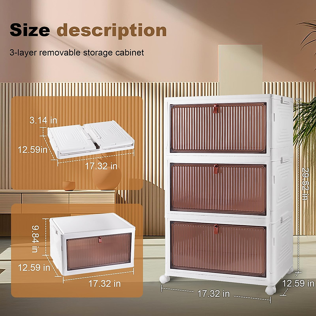 Large Capacity Stackable Storage Bins - Organize Storage Bins Plastic 3 Tier 96Qt White, Stackable Storage Containers with Lids 24Gal, Durable Foldable,Storage for Clothing, Toys, Tools, Books...