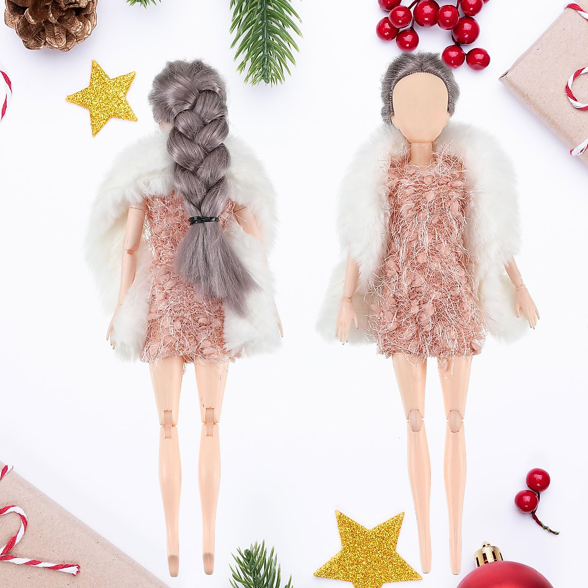 Bencailor 3 Sets Christmas Doll Clothes and Accessories Set for 11.8 Inch Girl Boy Doll Christmas Clothing Set Xmas Costume Doll Outfit Dress for Christmas Party Decoration Girl Gift (Elegant Style)