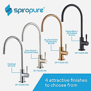 SpiroPure Air Gap RO Faucet, Brushed Nickel/Satin Nickel, Reverse Osmosis Replacement Water Filter Faucet, 3-Line Filtered Faucet, SP-FC210-NK