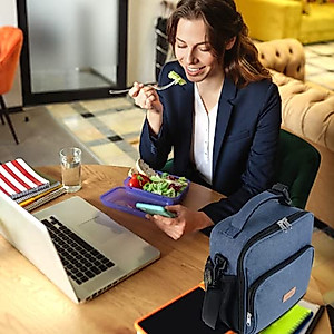 ZPP Lunch Box for Men, Water Insulated Lunch Bag, Women, Adults Small Lunch Bag, Reusable Lunch Box Portable Lunchbox Tote Bag with Adjustable Shoulder Strap for Office Work, Blue