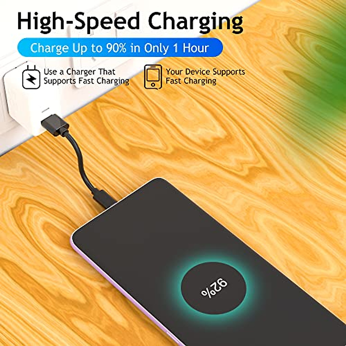 USB A to USB C 3.1/3.2 Gen 2 Cable 10Gbps Data Transfer (6inch/0.5FT), Short USB C SSD Cable with 60W QC 3.0 Fast Charging, Spare Cable for Samsung T7, SanDisk Extreme Portable SSD, Crucial X8, WD