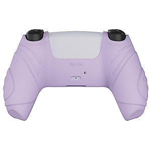 PlayVital Guardian Edition Mauve Purple Ergonomic Soft Anti-Slip Controller Silicone Case Cover for ps5, Rubber Protector Skins with White Joystick Caps for ps5 Controller
