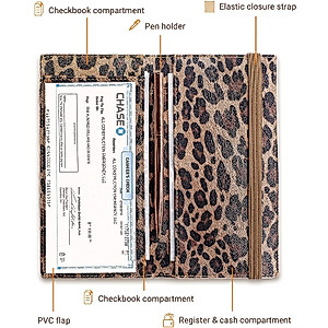 Zreal Checkbook Cover for Men & Women, Premium Vegan Leather Checkbook Holder Slim Wallets for Top & Side Tear Duplicate Checks with RFID Blocking (Dark Leopard)