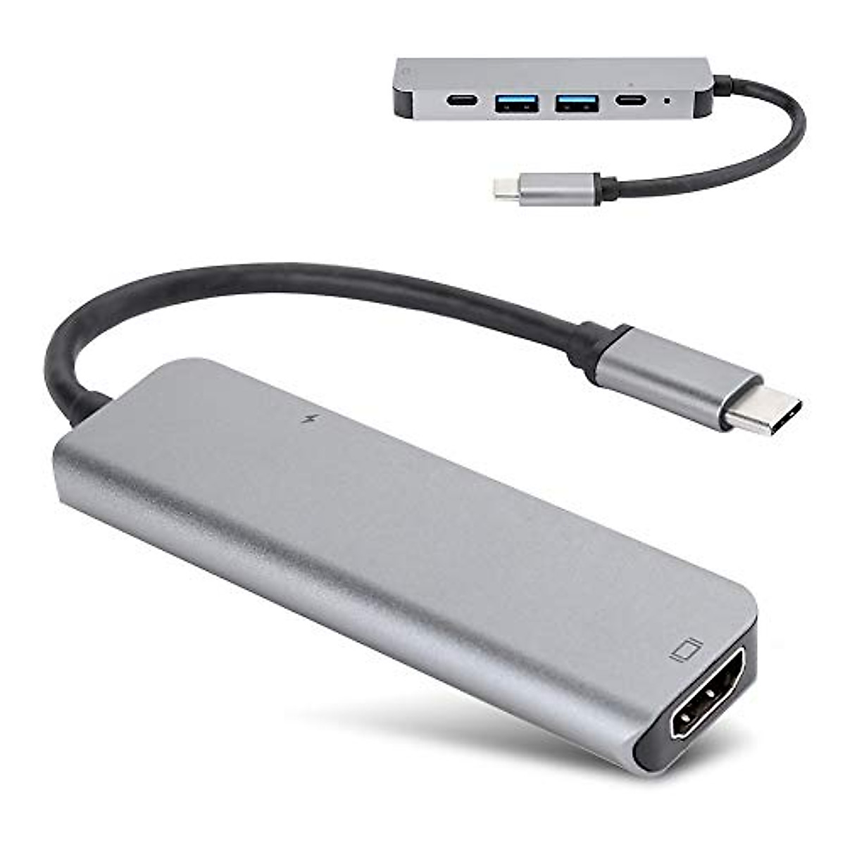 5 in to 1 USB Hub, Portable TypeC Hub to for HDMI+USB+PD Adapter Dock 4K High Definition Adapter Plug and Play