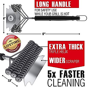 KP 3 in 1 Dream Set- Safe Grill Cleaning Kit - Bristle Free Grill Brush for Outdoor Grill w/Grill Scraper +Heavy Duty Grill Mat|Best BBQ Brush for Grill Cleaning | Grill Accessories for All Grills