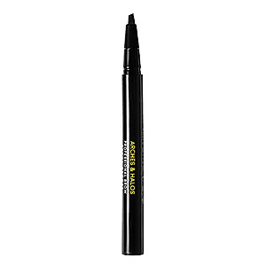 Arches & Halos Angled Bristle Tip Waterproof Brow Pen - Water Based And Smudge Proof - Fills In Sparse Eyebrows And Gives Fuller Effect - Covers Scars Or Overplucked Brows - Dark Brown - 0.051 Oz