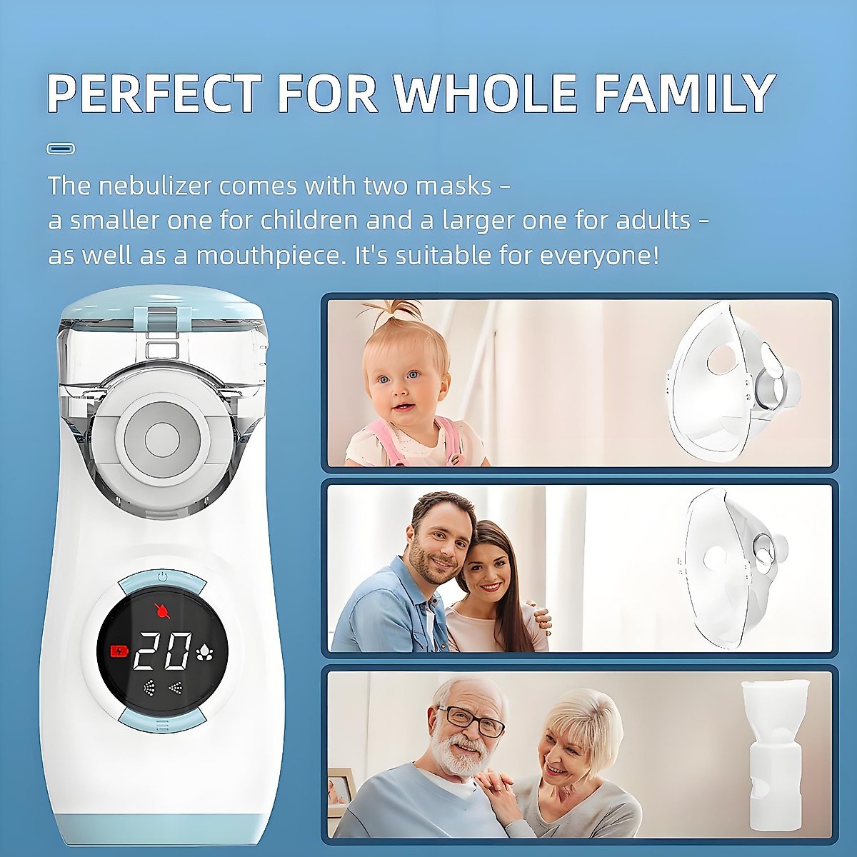Misty Nebulizer, Portable Nebulizer with Intuitive LED Interface and Auto-Cleaning, Handheld Nebulizer for Adults Kids